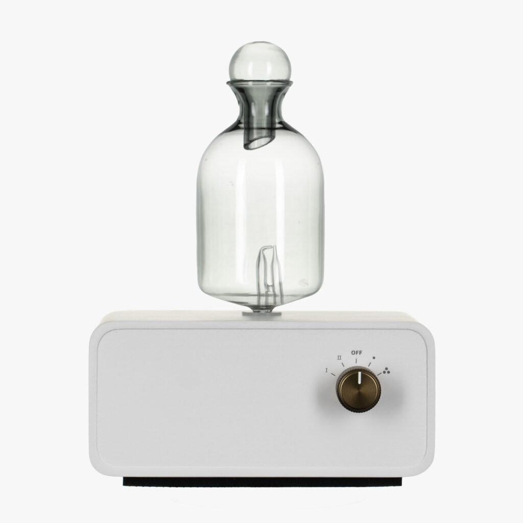 Retro Aroma Diffuser ( White Base, Smoke Glass ) – Candle By Design